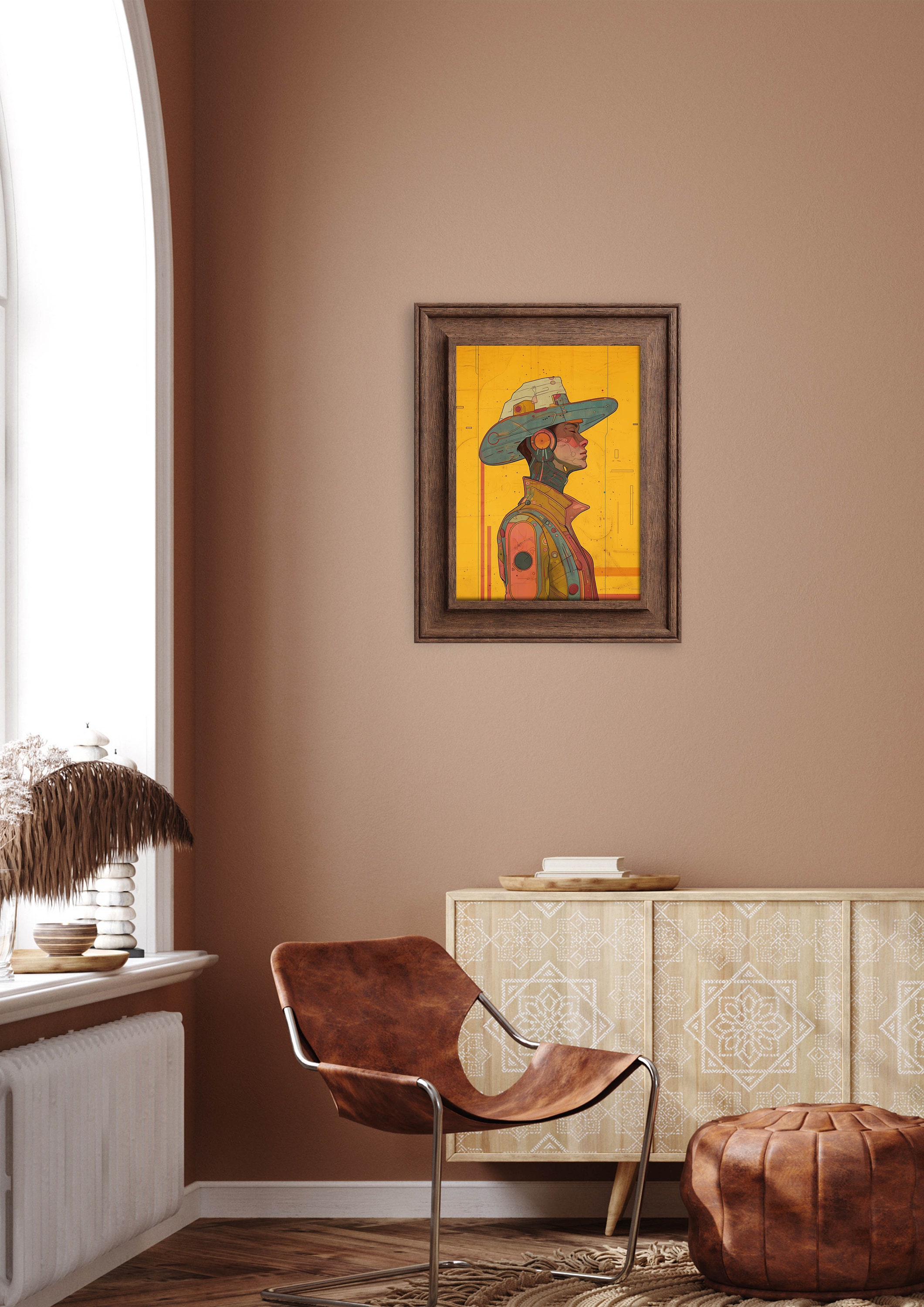 Retro-futuristic Cowboy: Cybernetic Cowboy Retro Sci-fi Digital Art ...