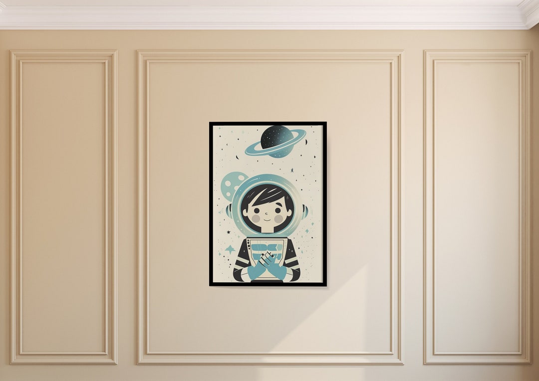 Retro Space Boy Art Print - Mid-century Modern Astronaut Illustration ...