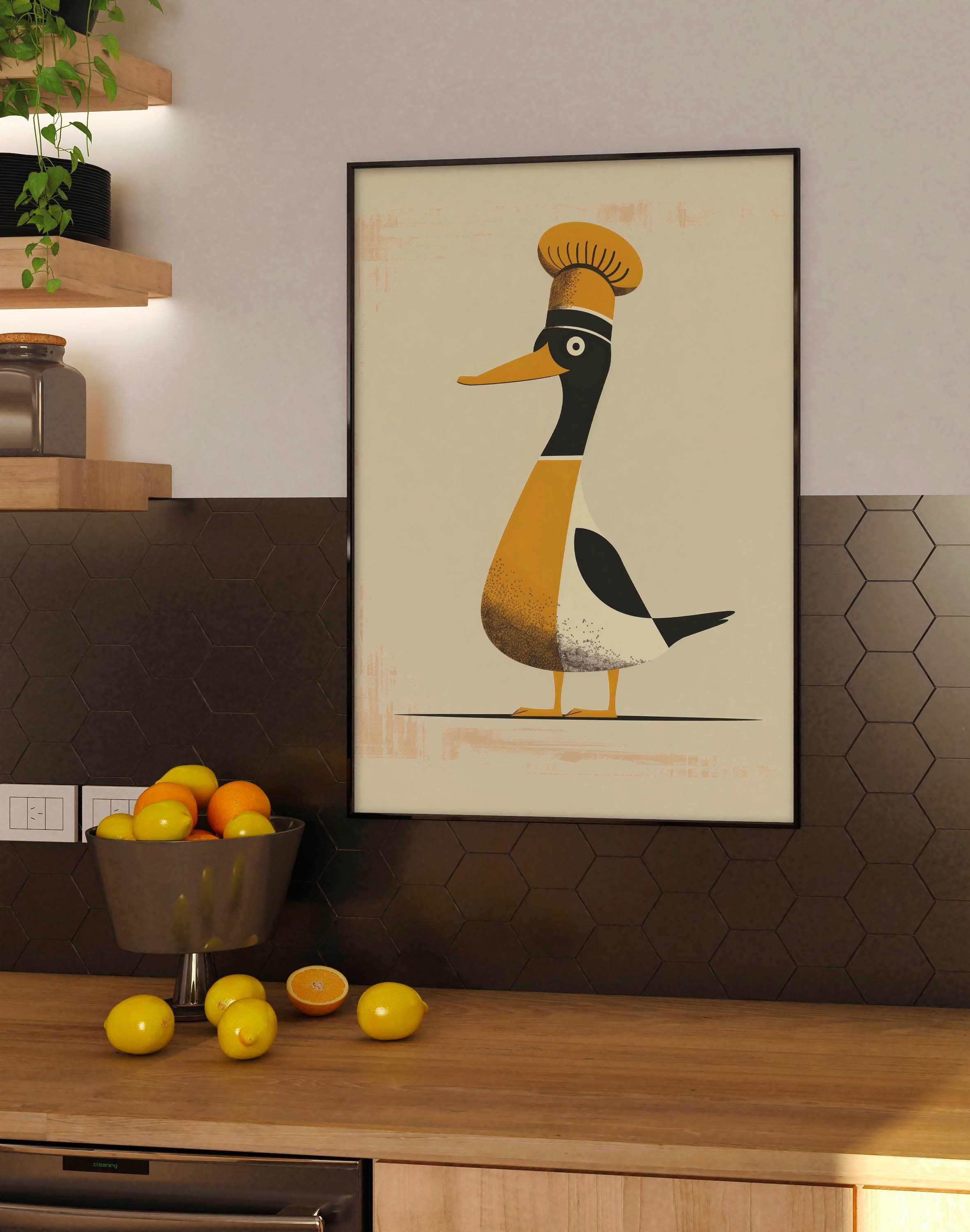 Retro Chef Duck: Vintage Kitchen Art Print Whimsical Duck in Chef's Hat ...