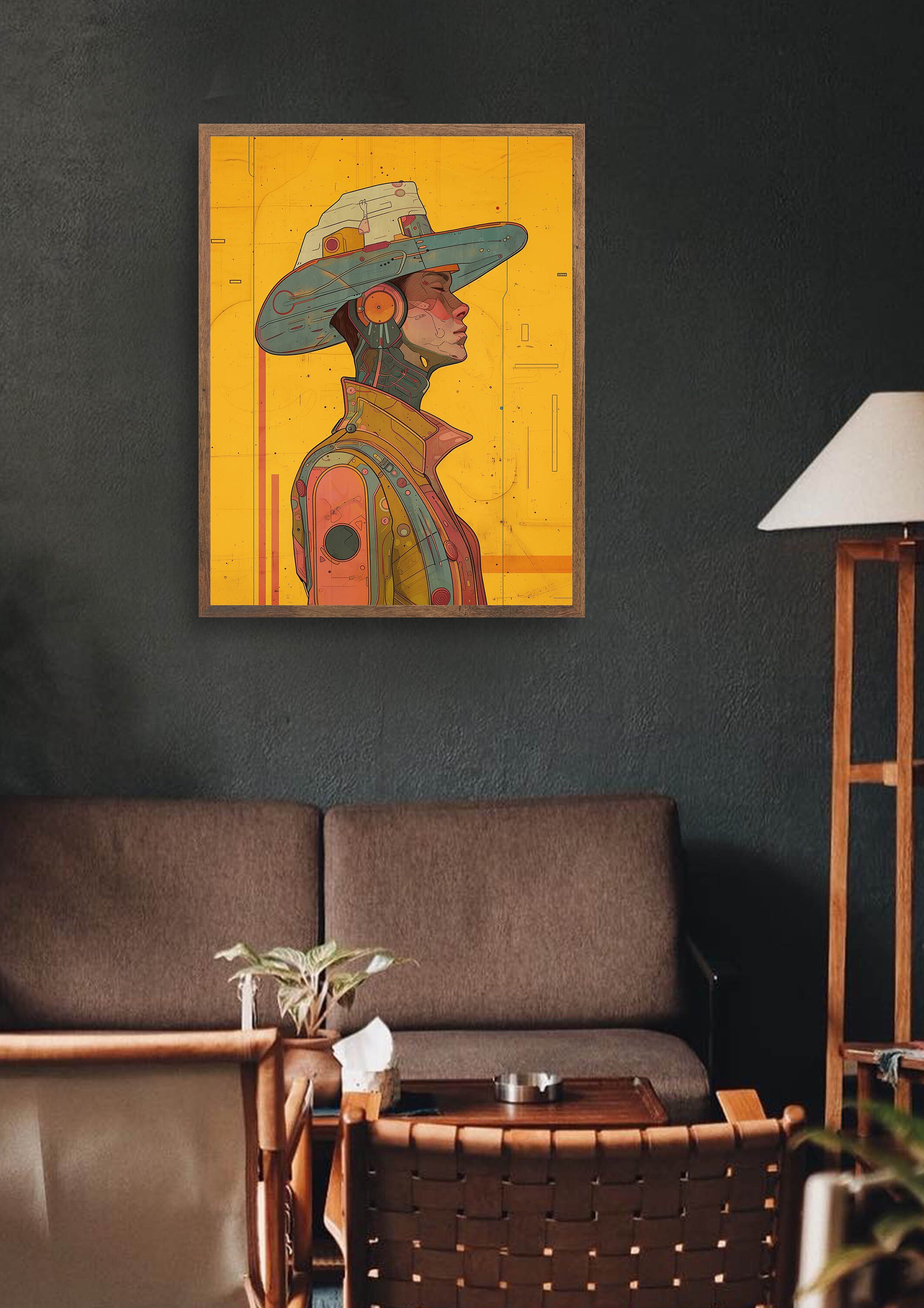 Retro-futuristic Cowboy: Cybernetic Cowboy Retro Sci-fi Digital Art ...