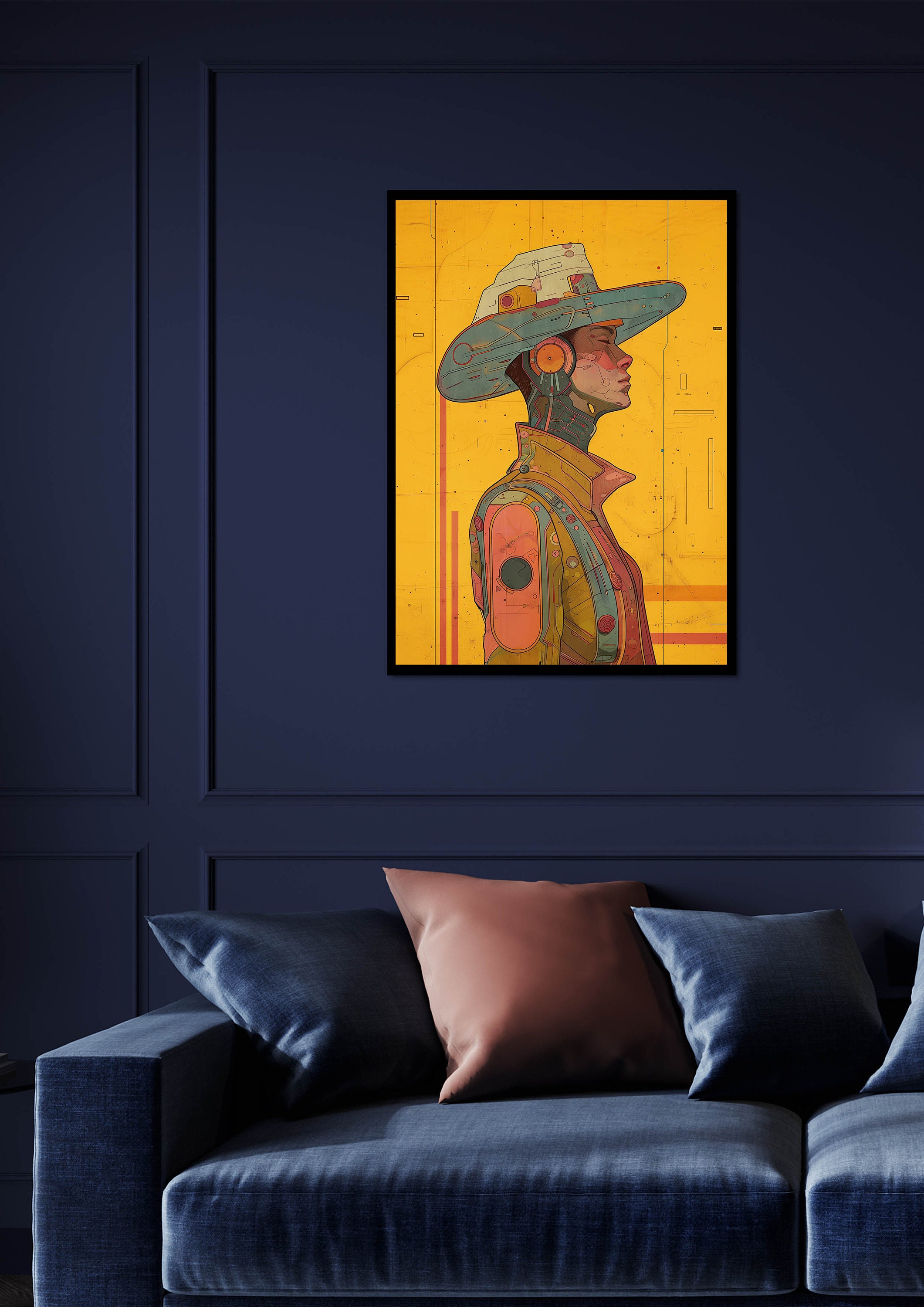 Retro-futuristic Cowboy: Cybernetic Cowboy Retro Sci-fi Digital Art ...