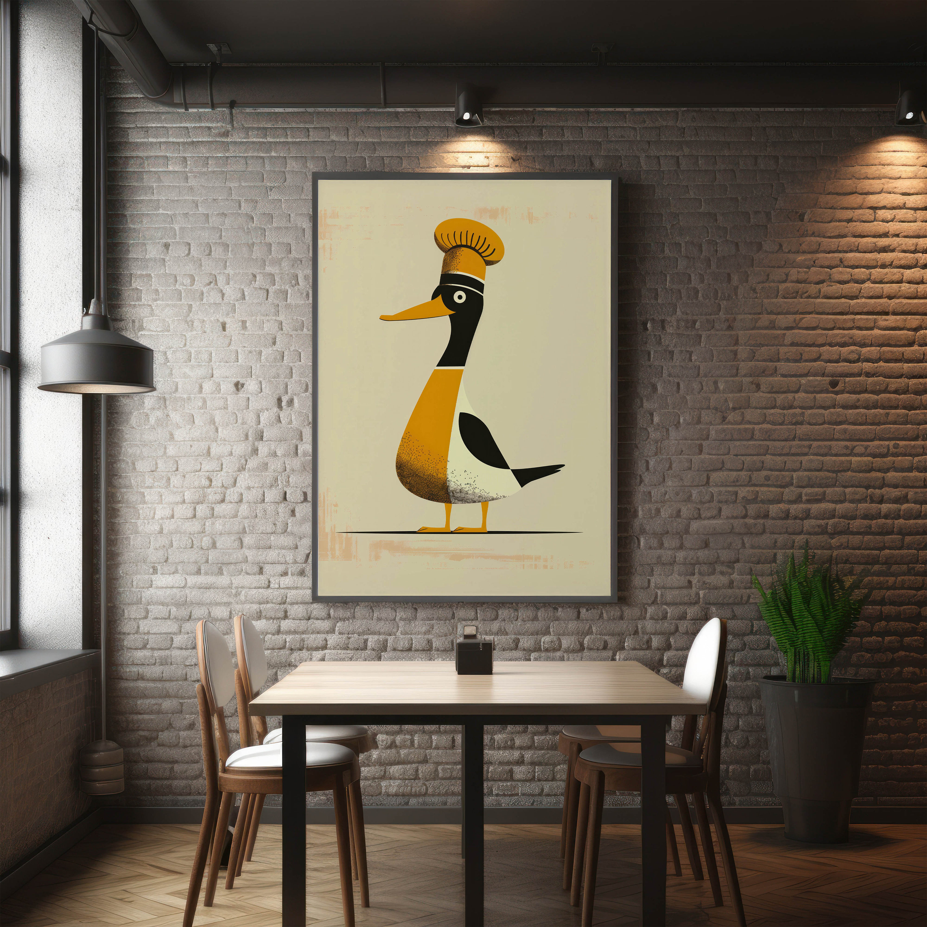 Retro Chef Duck: Vintage Kitchen Art Print Whimsical Duck in Chef's Hat ...