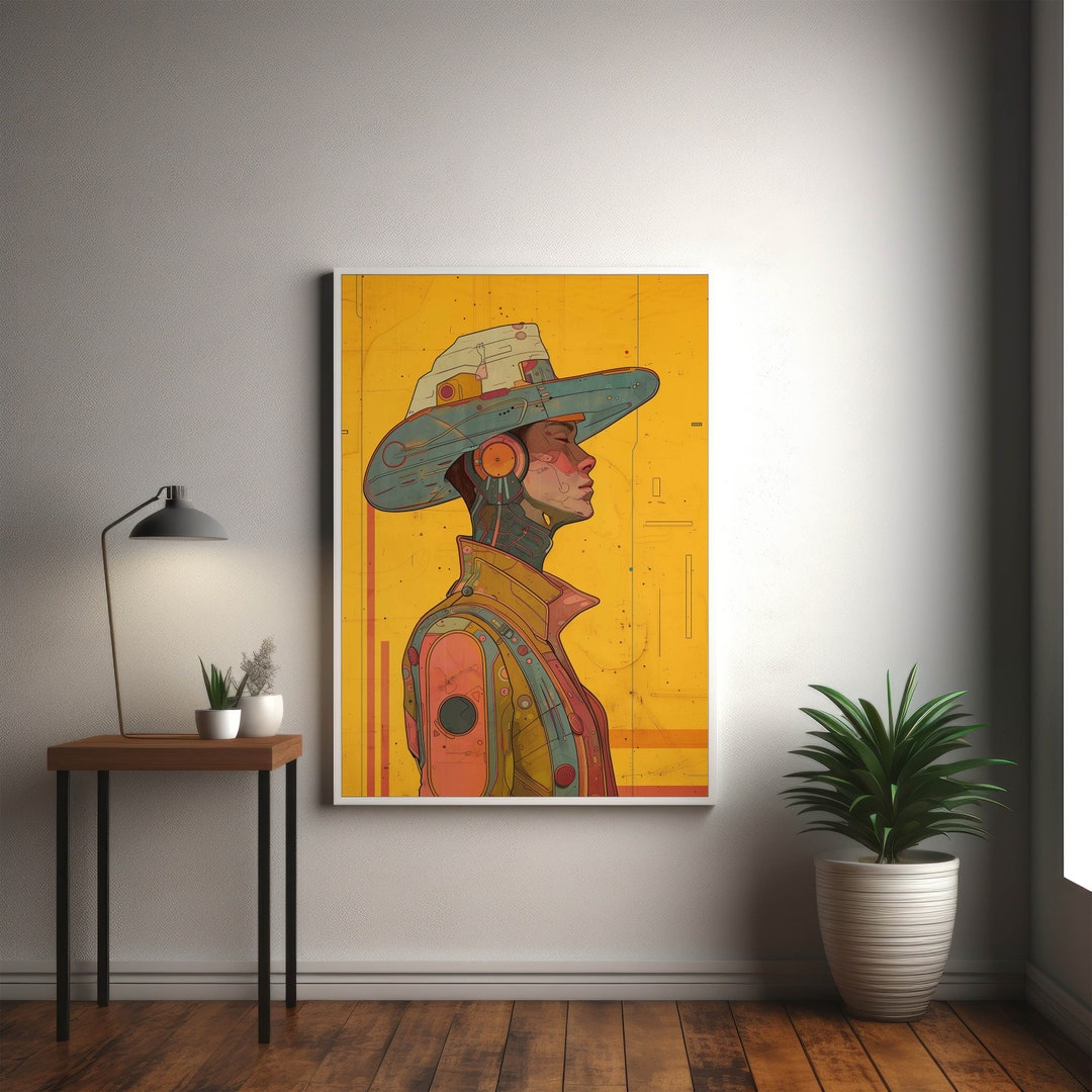 Retro-futuristic Cowboy: Cybernetic Cowboy Retro Sci-fi Digital Art ...