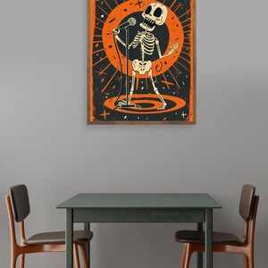 Retro Skeleton SINGER Art Print Mid-century Modern Music Wall Decor ...