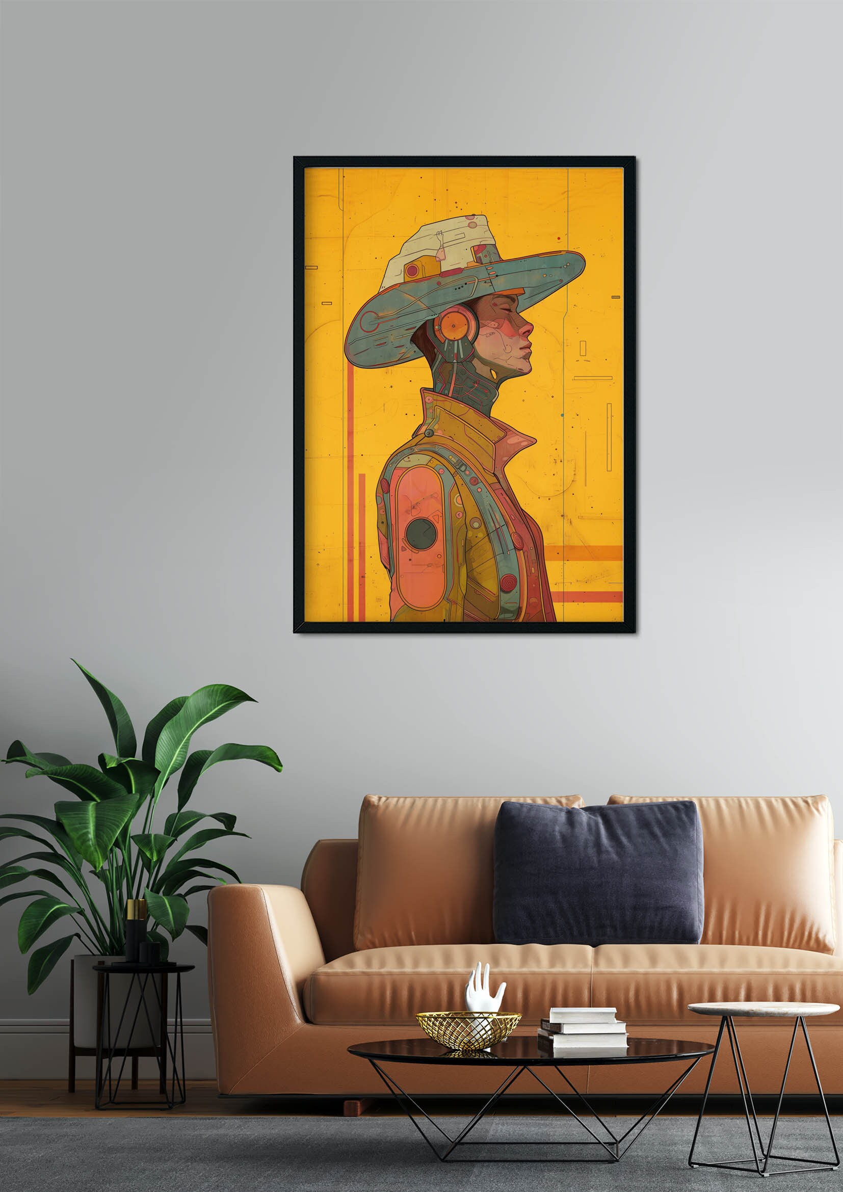 Retro-futuristic Cowboy: Cybernetic Cowboy Retro Sci-fi Digital Art ...