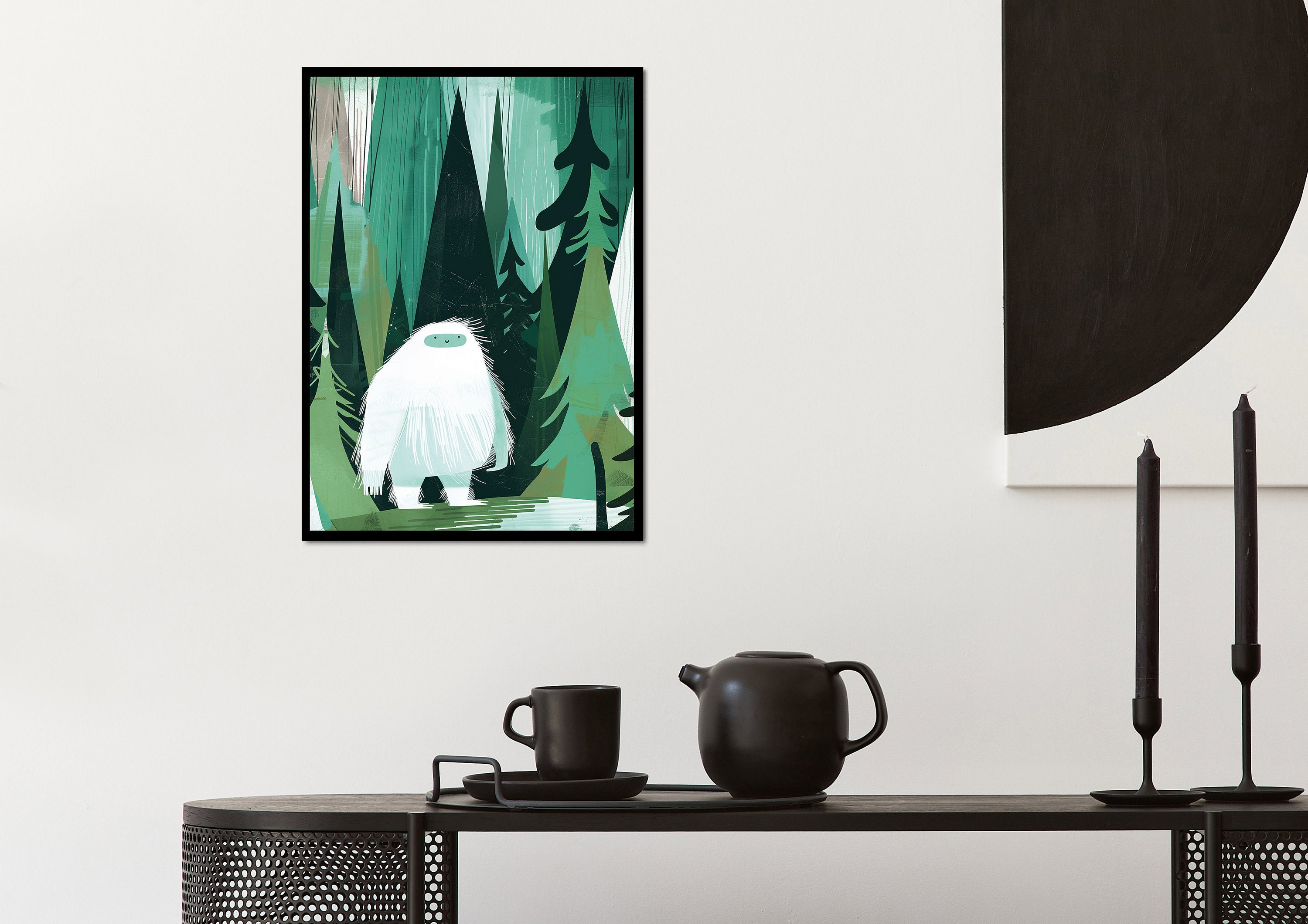 Retro-inspired Yeti Art: Vintage-style Yeti Illustration in Green ...