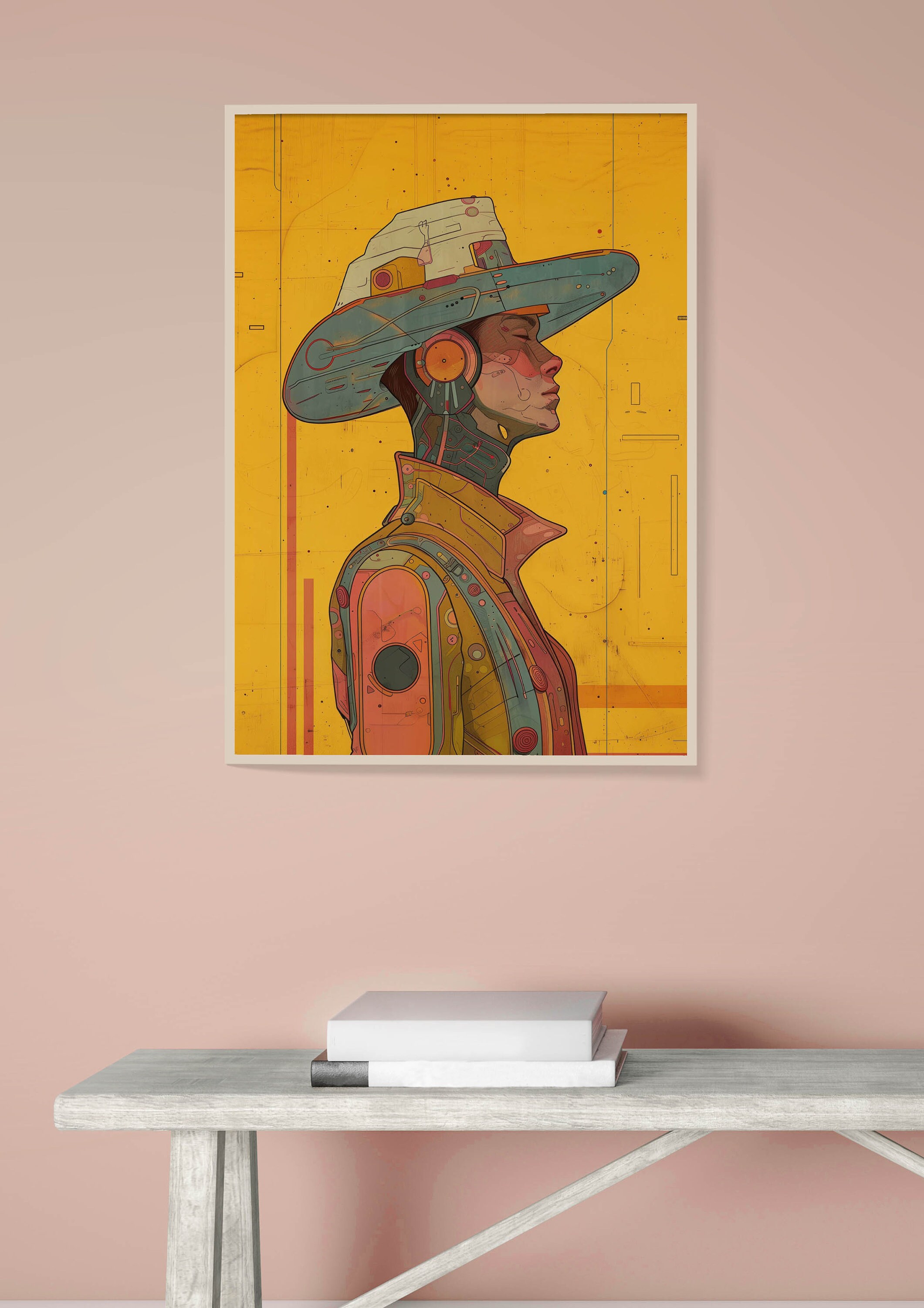 Retro-futuristic Cowboy: Cybernetic Cowboy Retro Sci-fi Digital Art ...