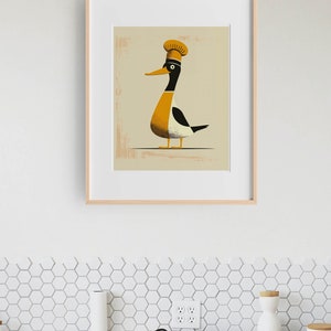 Retro Chef Duck: Vintage Kitchen Art Print Whimsical Duck in Chef's Hat ...