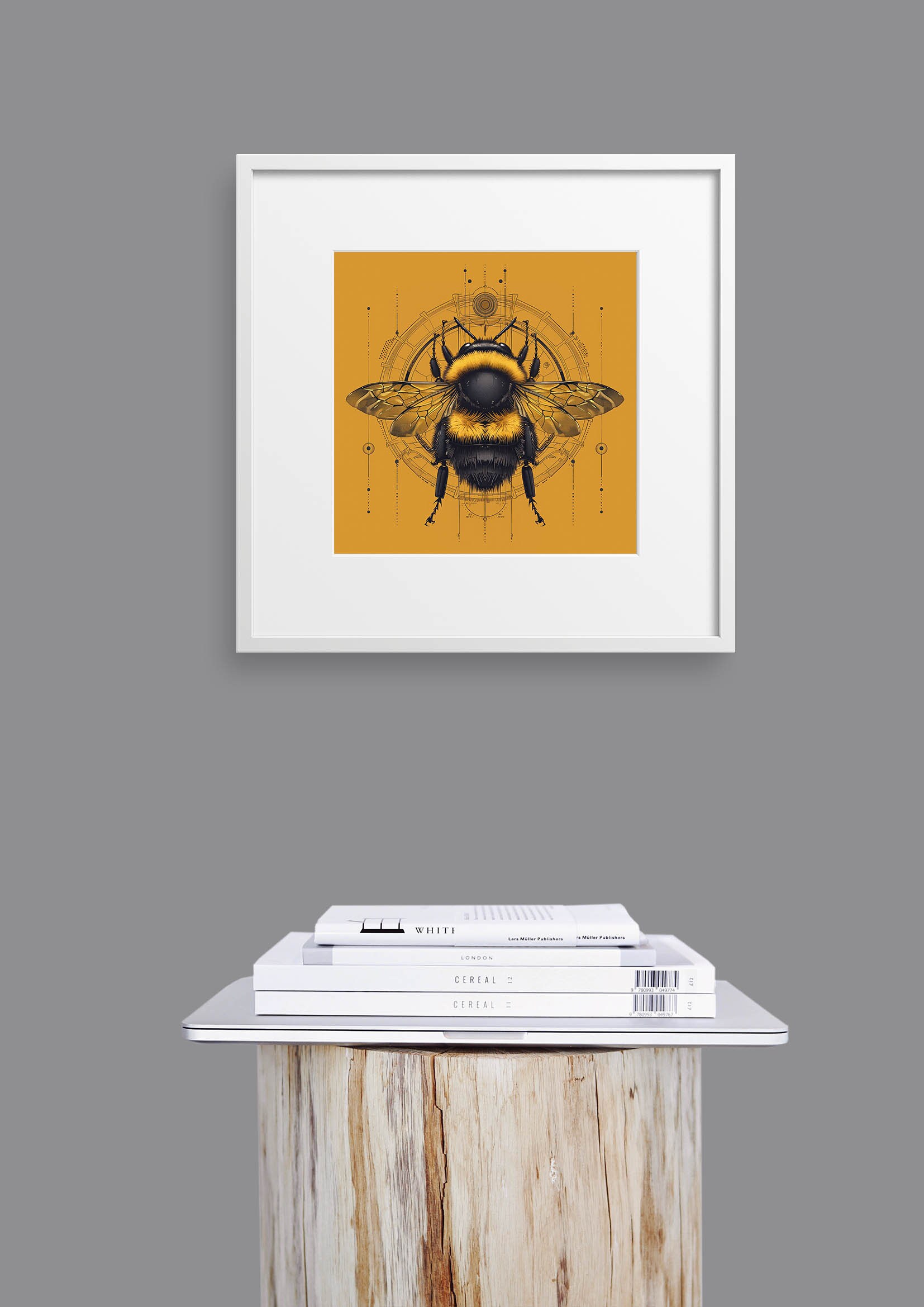 Retrofuturistic Bumblebee Art Print, Geometric Bumblebee Digital ...