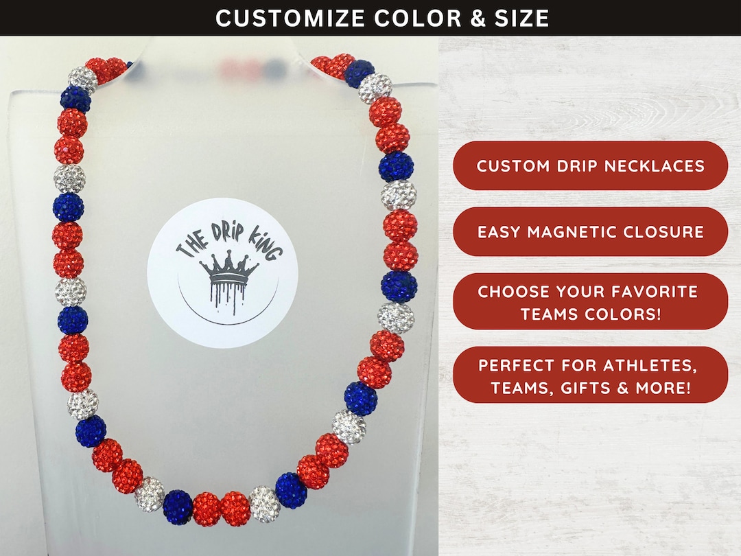 Rhinestone Drip Necklace Custom Sports Necklace Youth Athletic Jewelry ...