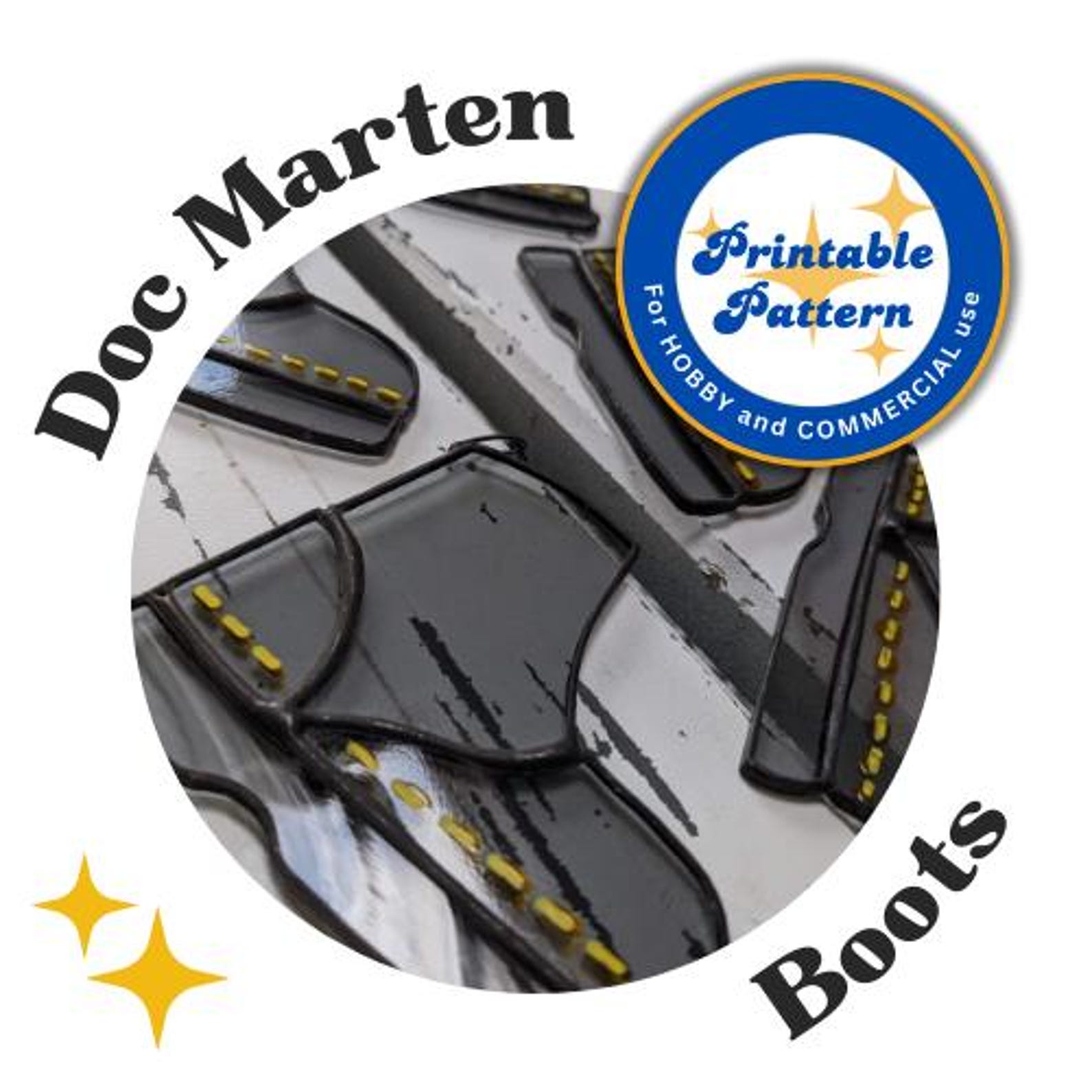 Doc Boot Stitched Stained Glass Pattern PDF Printable Template Doc ...