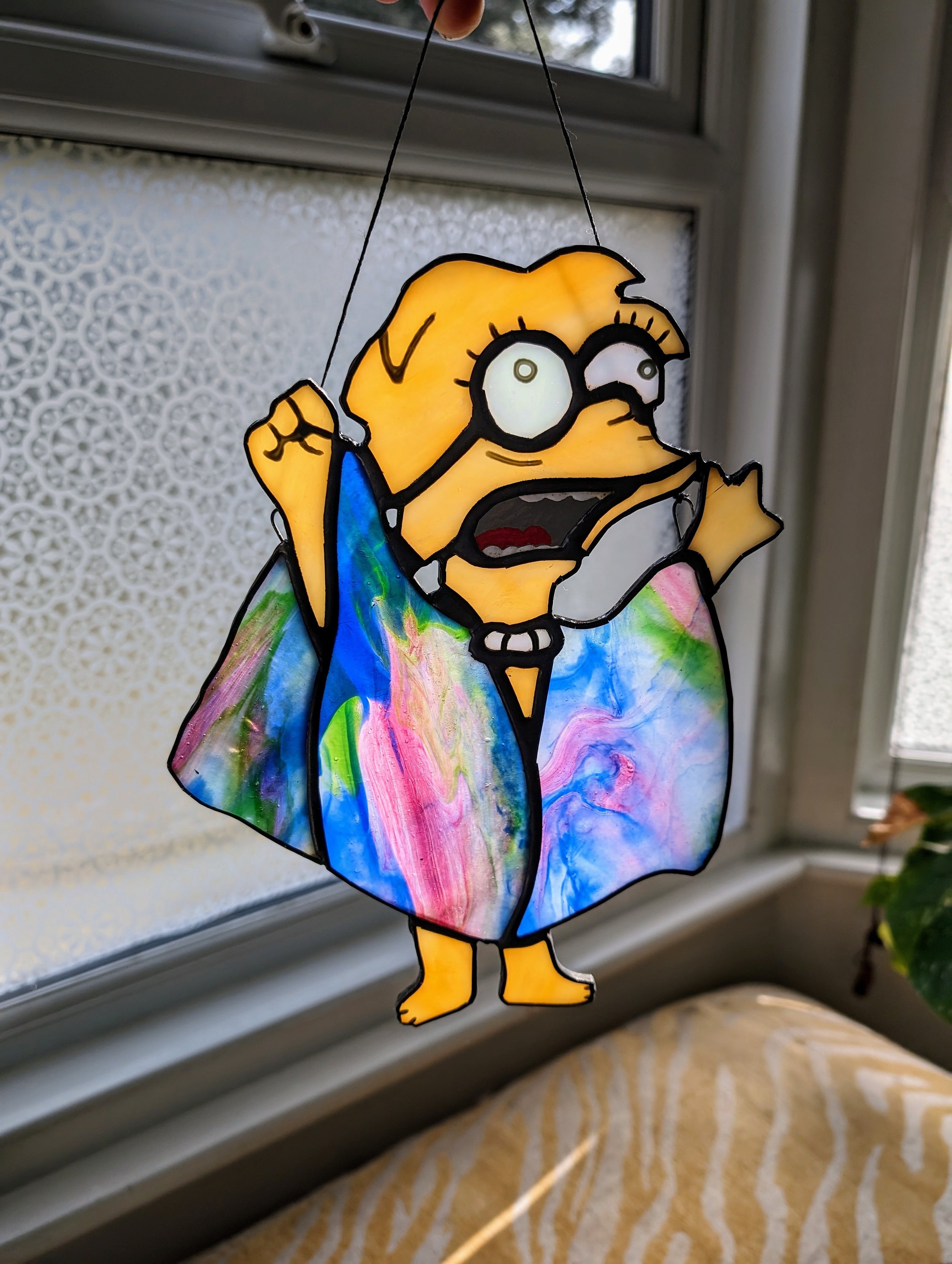 Stained Glass Lisa Simpson Lizard Queen Suncatcher - Etsy UK