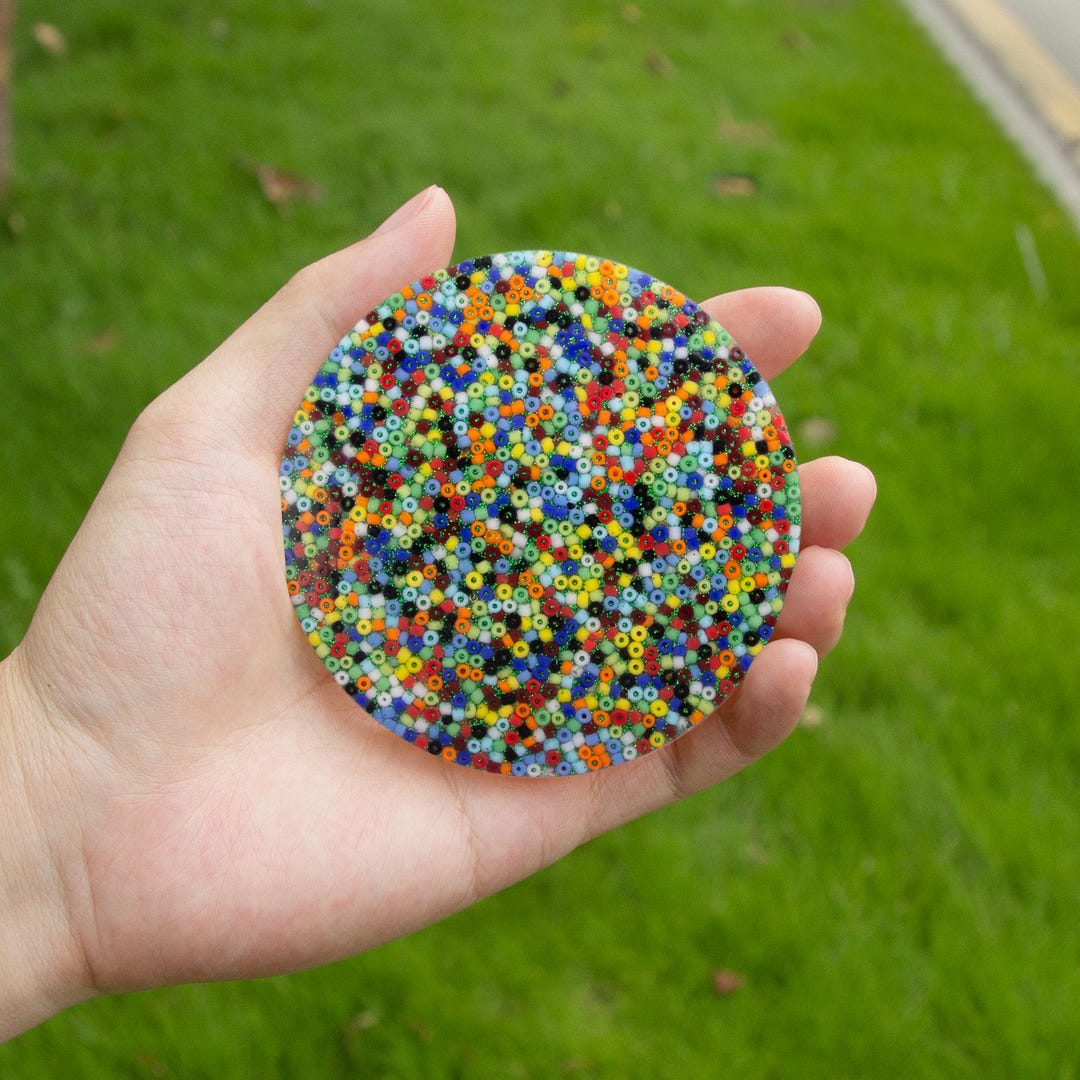 Colorful Pick Pad Fidget Toy With Tiny Tube Beads, Double Layer Beads ...