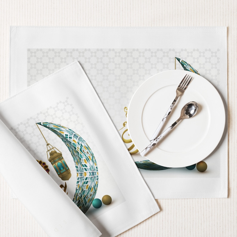 Placemat Set,eid Mubarak, Eid Aladha, Eid Mubarak Greeting Card Islamic ...