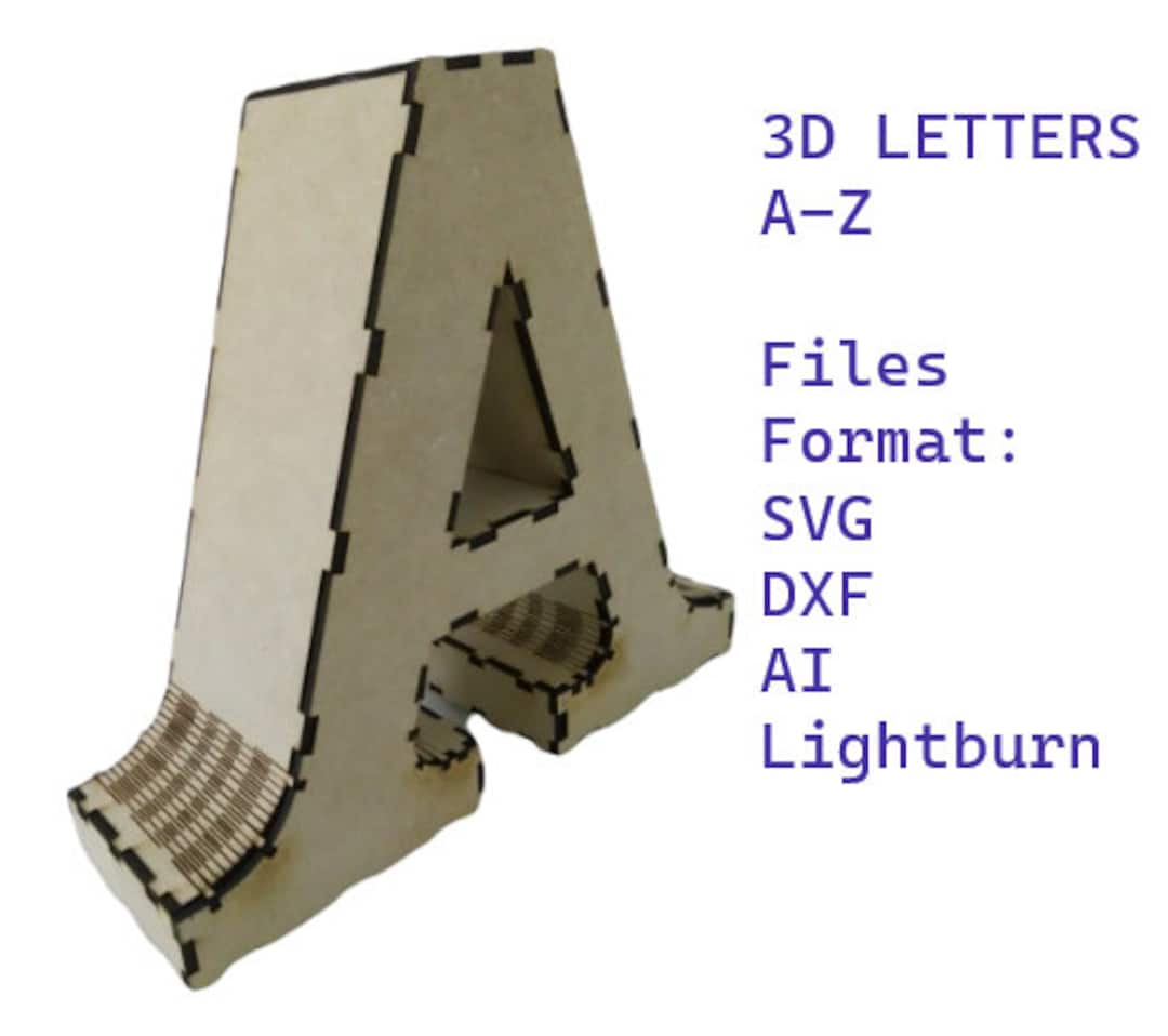 3D LETTERS 30cm for Laser Cutting Svg, Dxf, Ai, Lbrn - Etsy