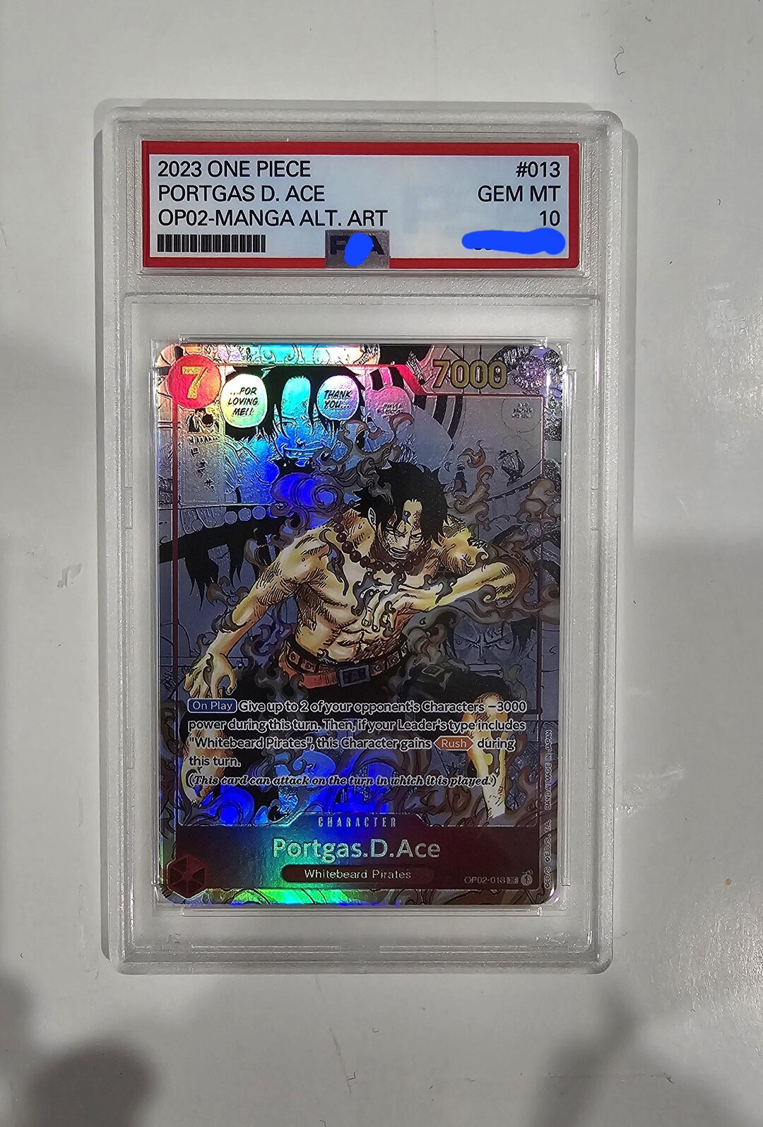 V3 PROXY Gem Mint 10 Psa-manga Portgas D Ace OP02-13 One Piece Card ...