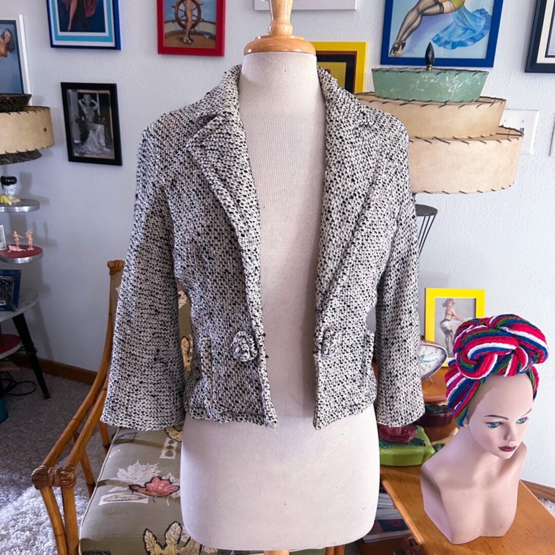 1950s Jacket / 50s Oatmeal Tweed Suit Coat Blazer / Vintage 1950s ...