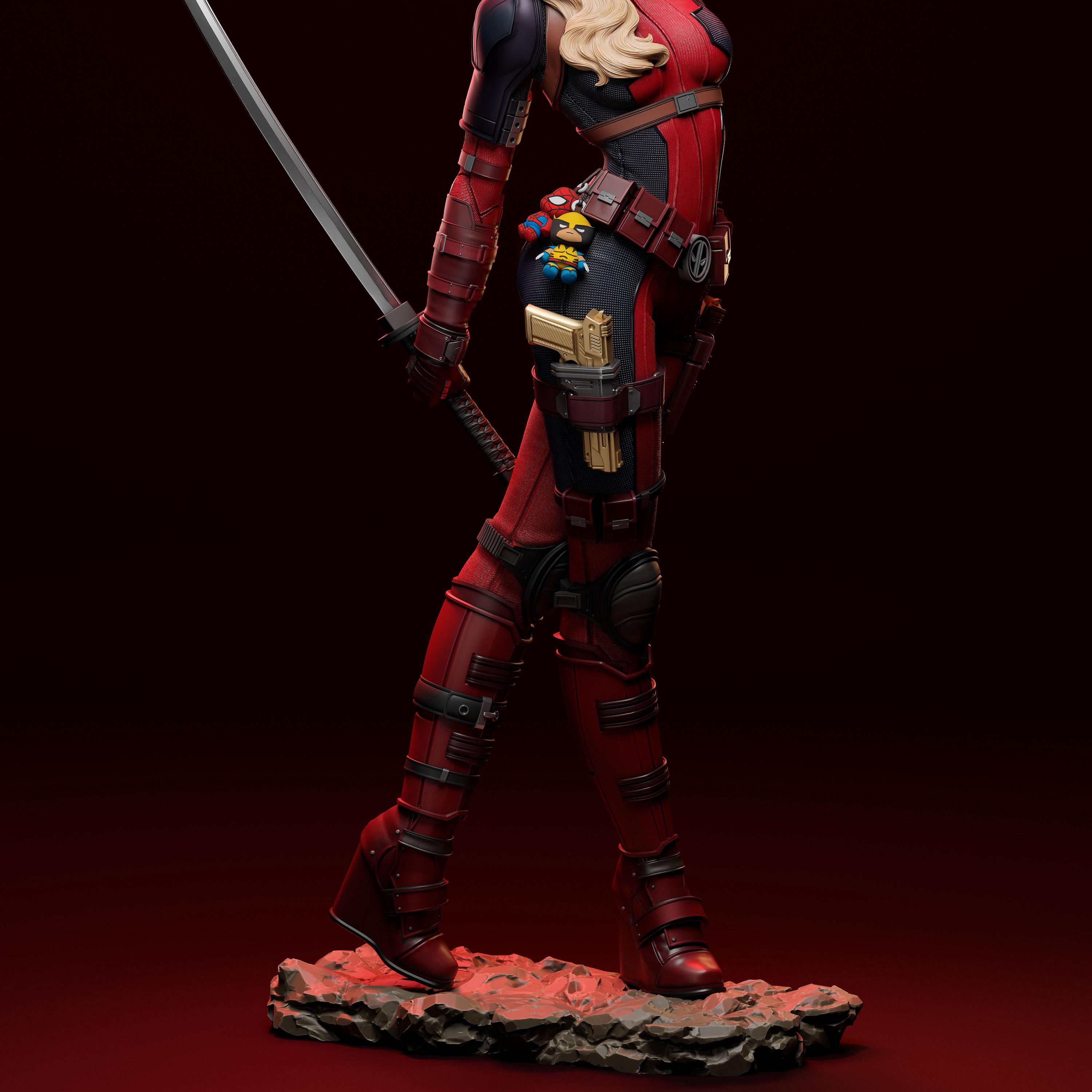 Lady Deadpool 25 Cm Figure/statue, Sla/pla Resin 3D Printed,painted - Etsy