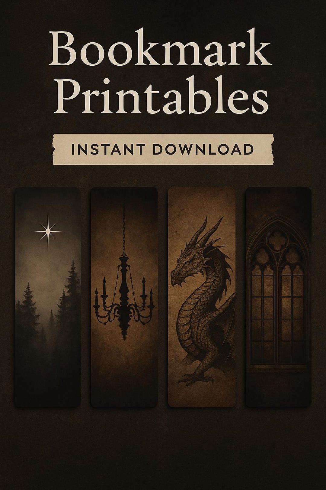 Dark Academia Delights: Elegant Gothic Bookmarks - Instant Download ...