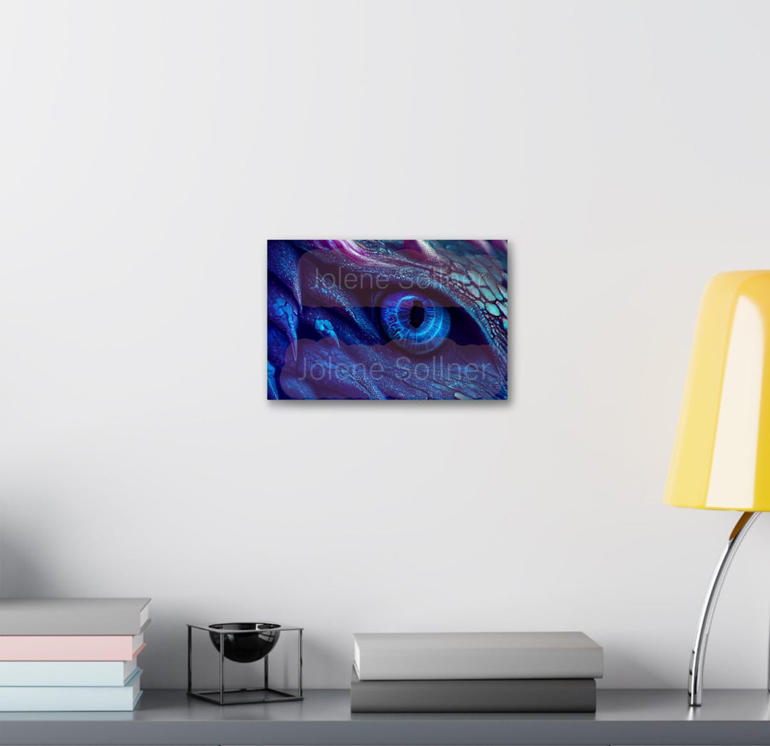 Blue Dragon Eye Wall Art Print | Fantasy Creature Artwork | Vibrant ...