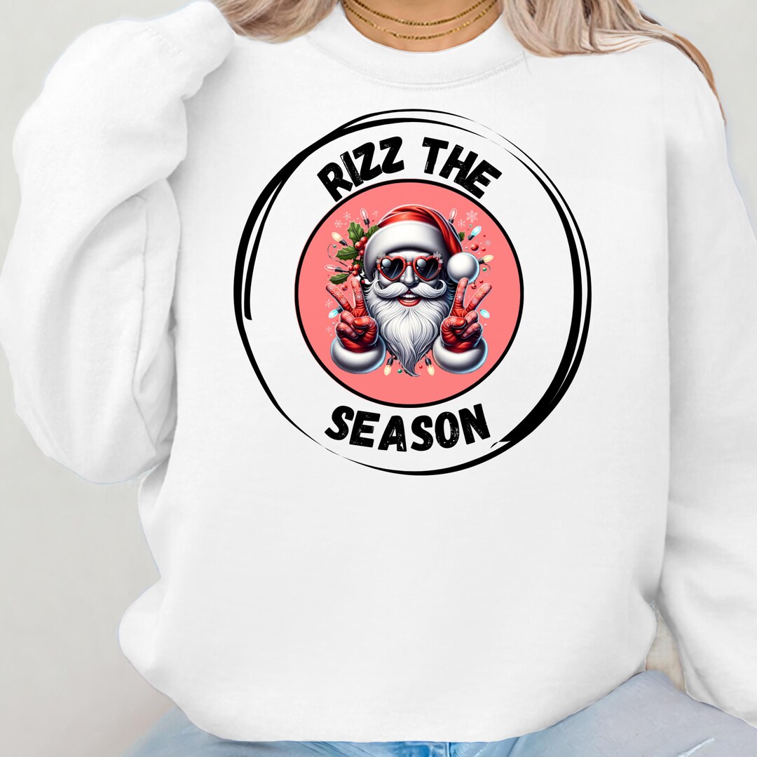 Merry Rizzmas PNG, Rizz the Season PNG, Rizz Christmas PNG, Cool Santa ...