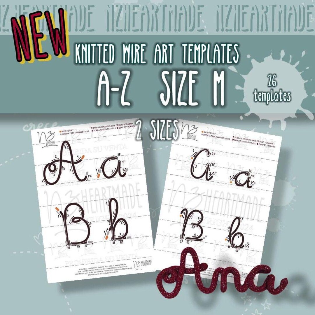 Alphabet Template M, 2 Sizes, 26 Templates, I-cord, Knitted Wire ...