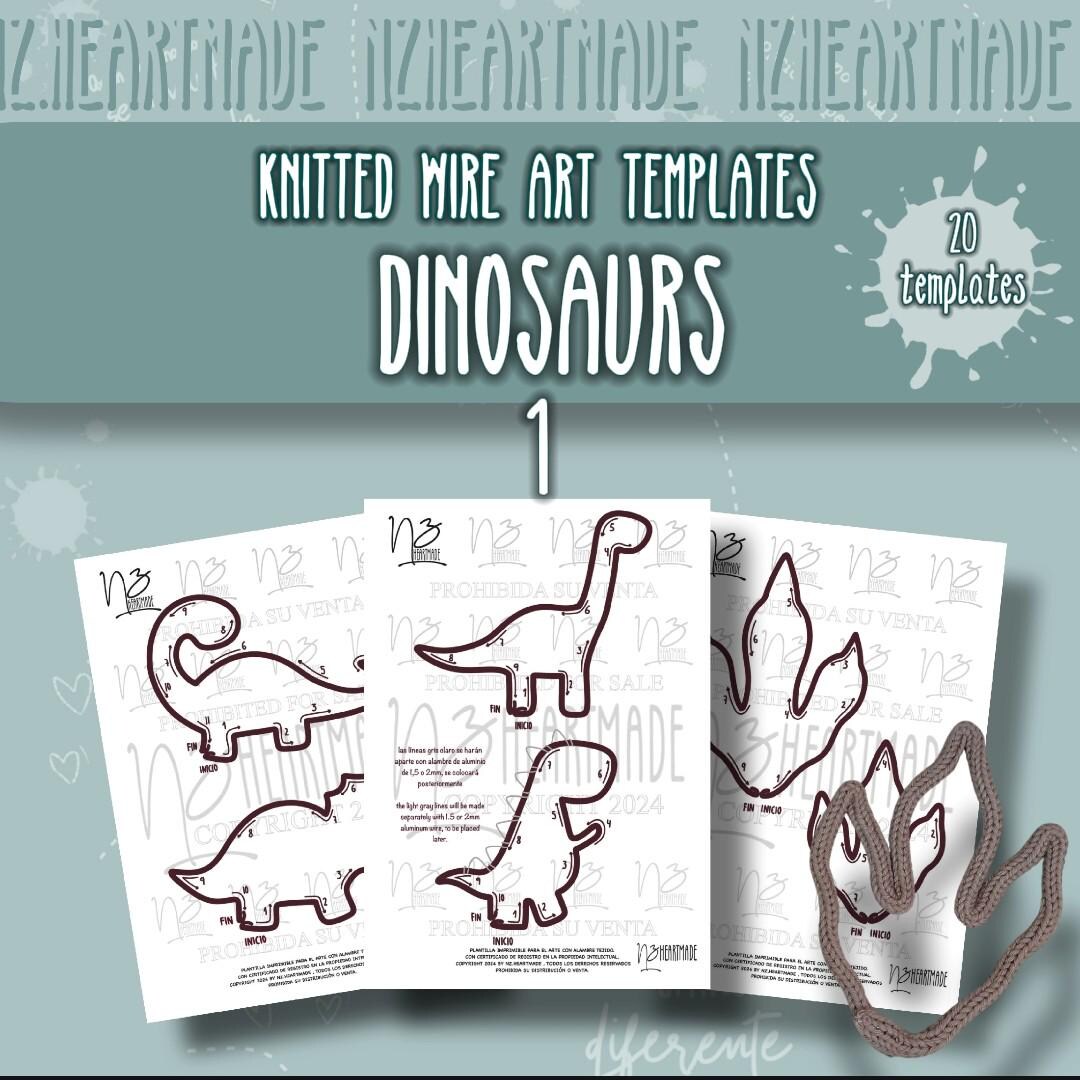 20 Dinosaur Templates (part 1) for Woven Wire, I-cord, Knitted Wire ...