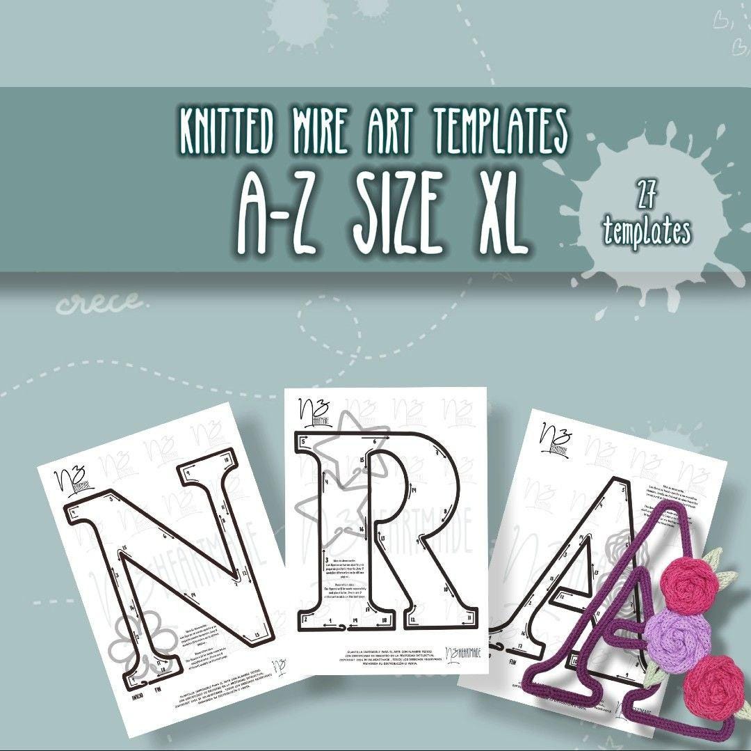 XL Alphabet Templates, 27 Templates, Knitted Wire, Knitted Wire ...