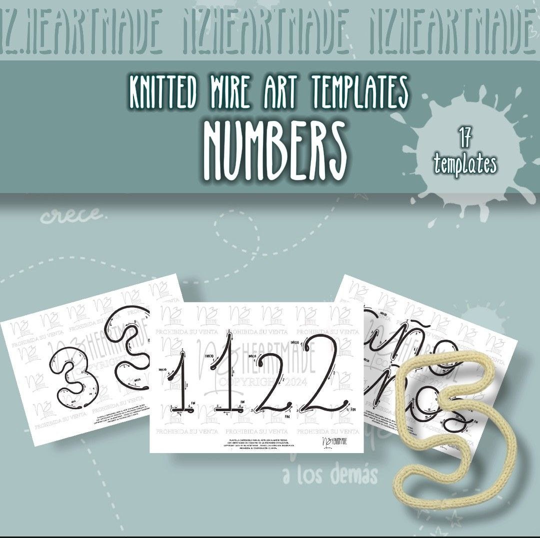 Knitted Wire Number Template, Knitting Number Templates, I-cord Number ...