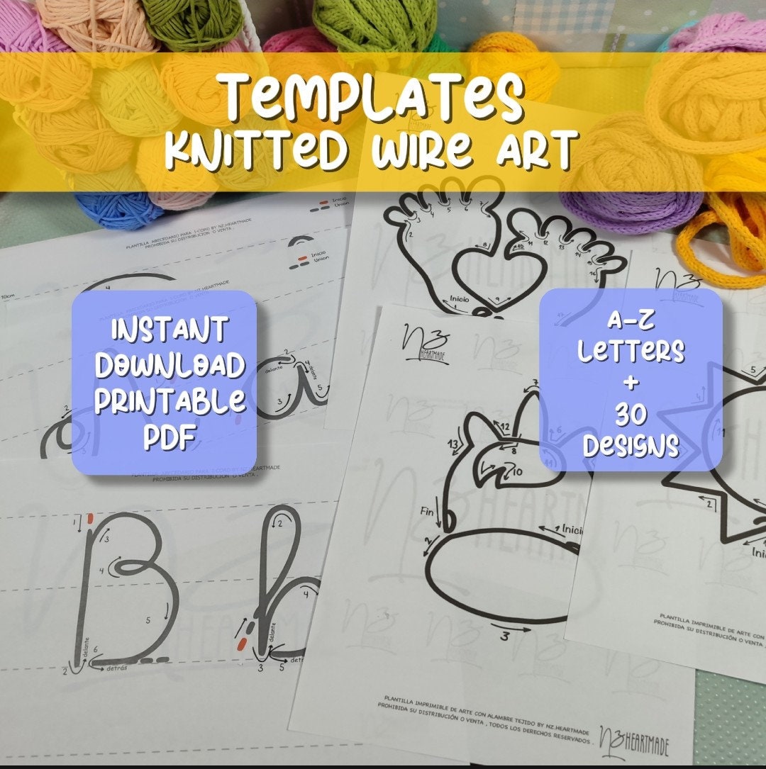 Alphabet Template 30 Figures for Knitted Wire Art, Knitted Wire ...