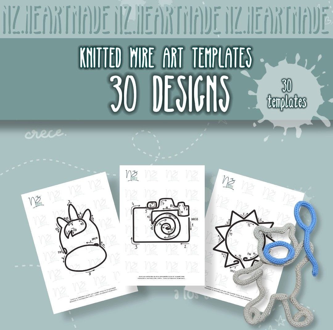 30 Knitting Wire Art Templates, I-cord Templates, Knitted Wire ...