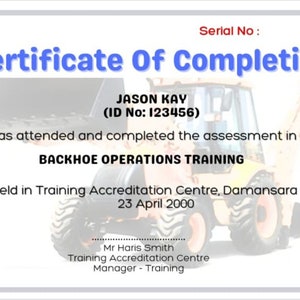 Certificate of Heavy Machine - Etsy