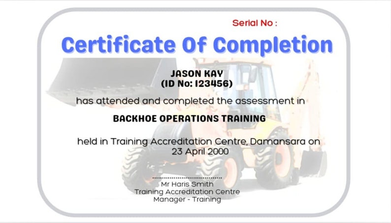 Certificate of Heavy Machine - Etsy