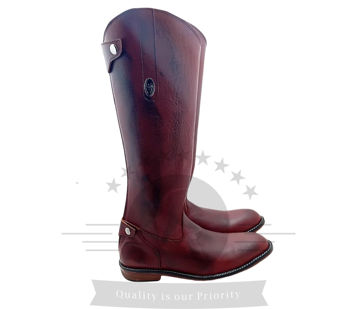 Horse Riding Men's Boots, Horseback Riding Cowhide Leather Boots ...