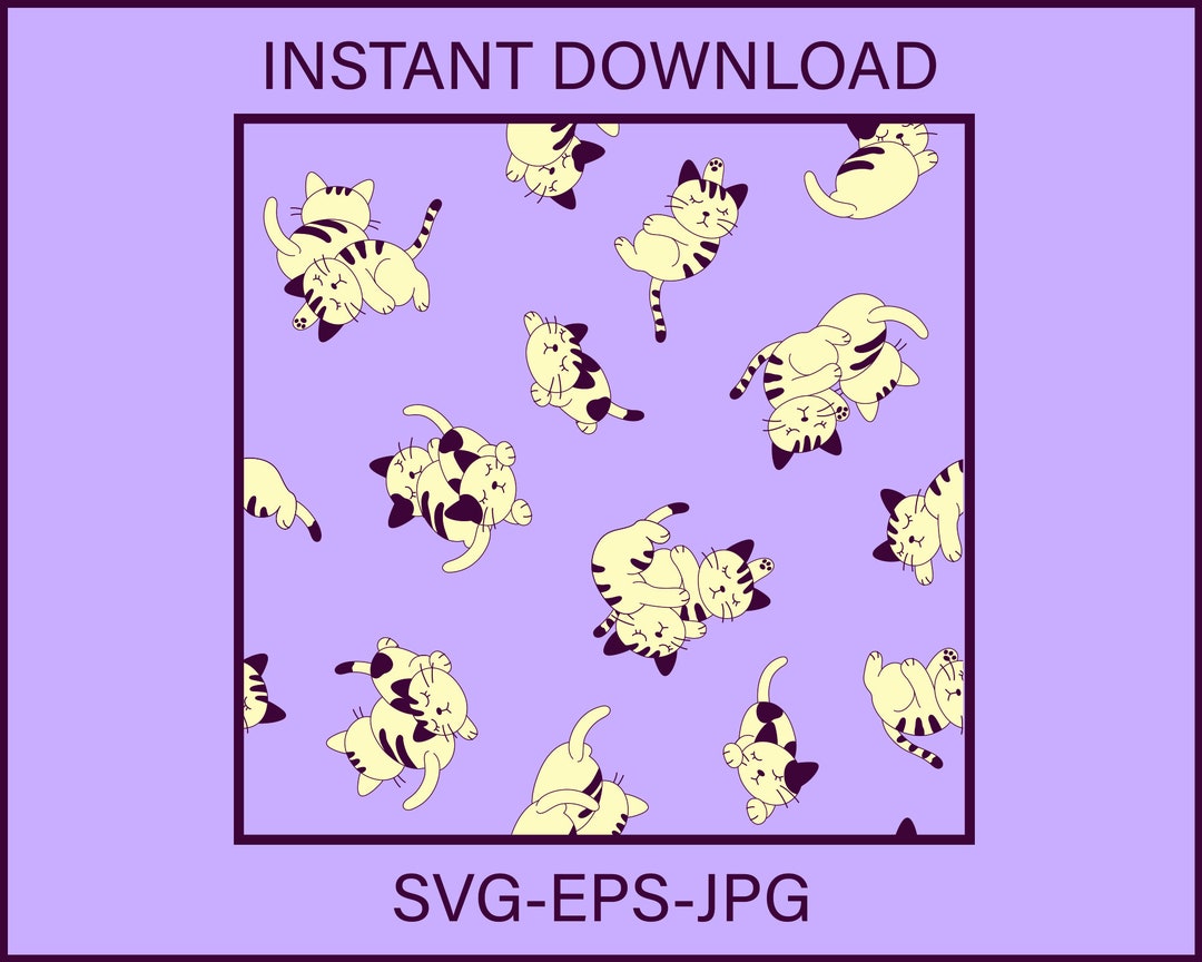 Seamless Cat Pattern Svg, Cat Print Svg, Cat Nap Seamless Pattern ...