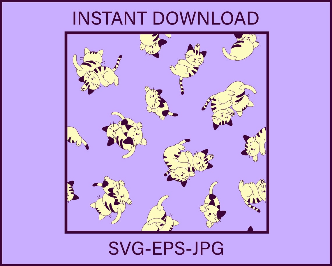 Seamless Cat Pattern Svg, Cat Print Svg, Cat Nap Seamless Pattern ...