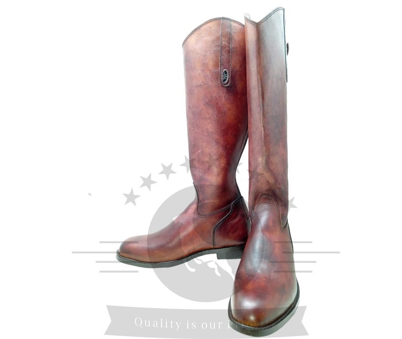 Horse Ridding Dark Red Leather Boots | Long Horse Riding Leather Boots ...