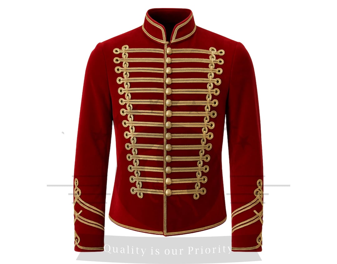 Men's Military Red Jacket Napoleonic Hussars Tunic Jacket, Custom ...