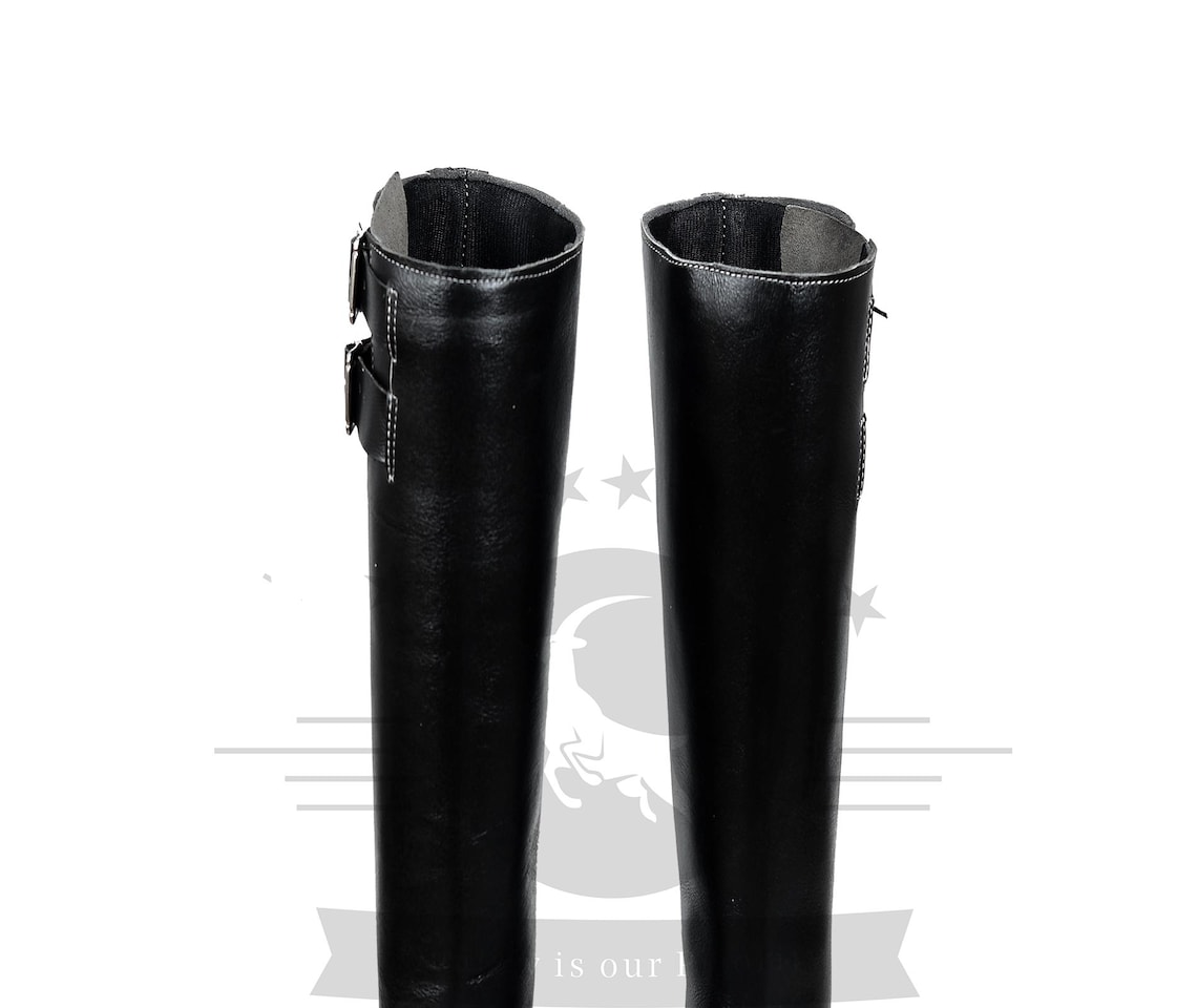 Horse Ridding Black Rubber Sole Boots | Long Horse Riding Goatskin ...