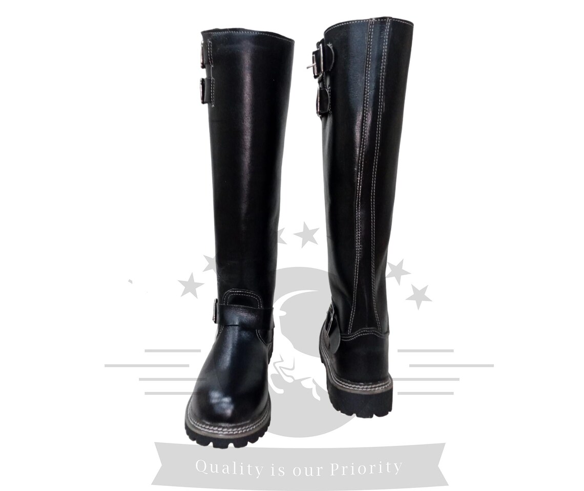 Horse Ridding Black Rubber Sole Boots | Long Horse Riding Goatskin ...