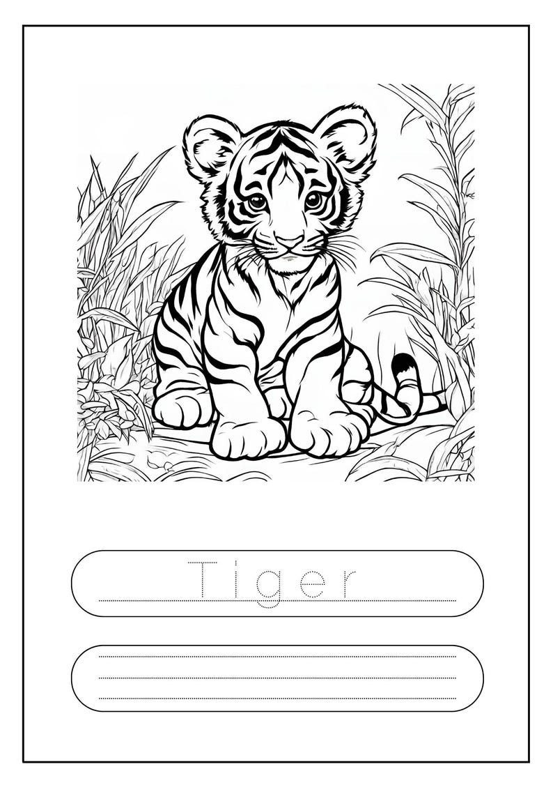 Children's Jungle Animal Coloring Book - Etsy