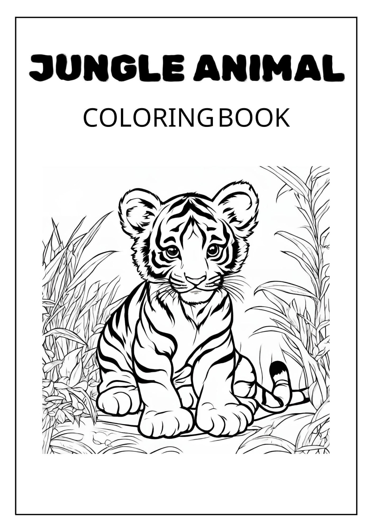 Children's Jungle Animal Coloring Book - Etsy