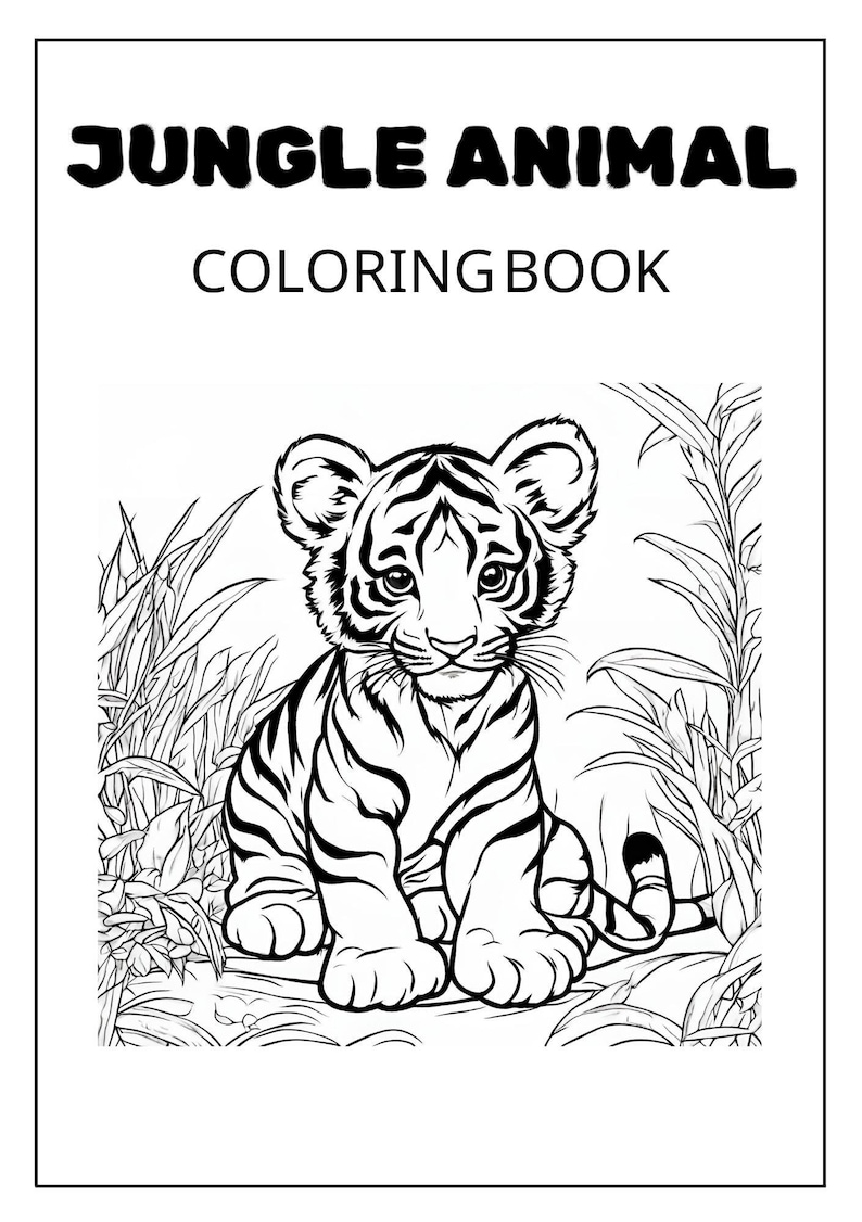 Children's Jungle Animal Coloring Book - Etsy