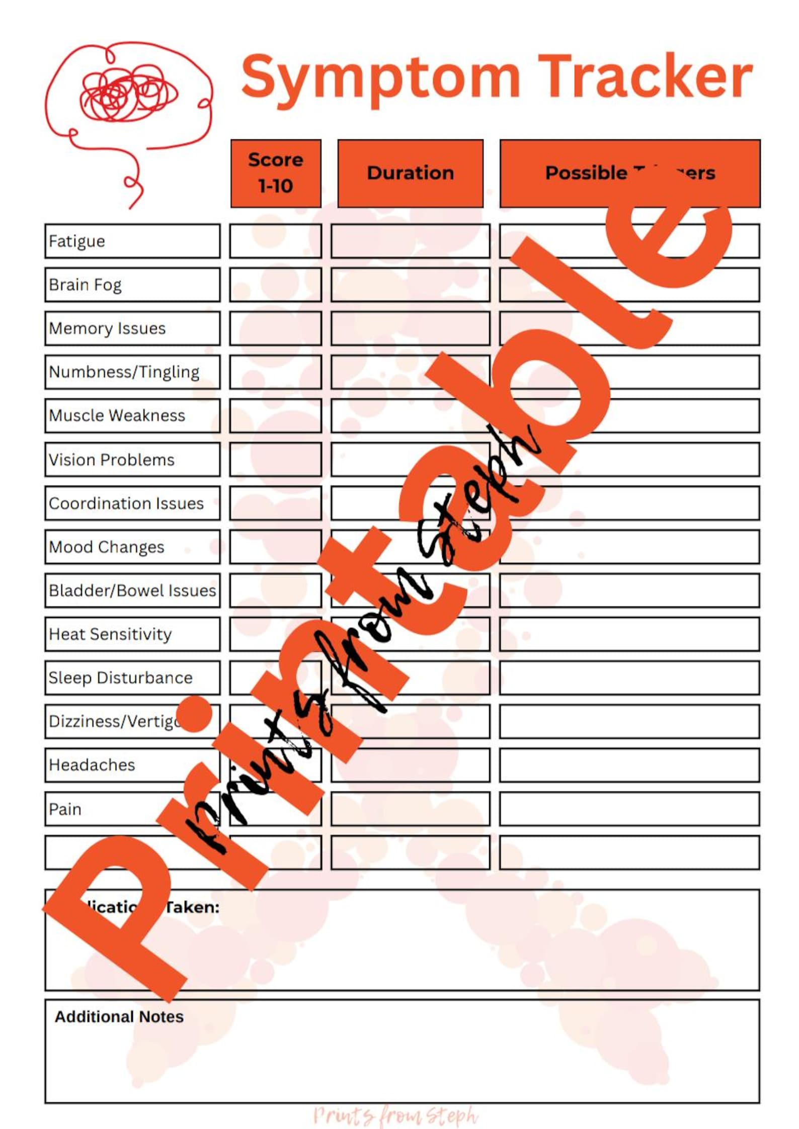 MS Symptom Tracker | Multiple Sclerosis Printable | Chronic Illness Log ...