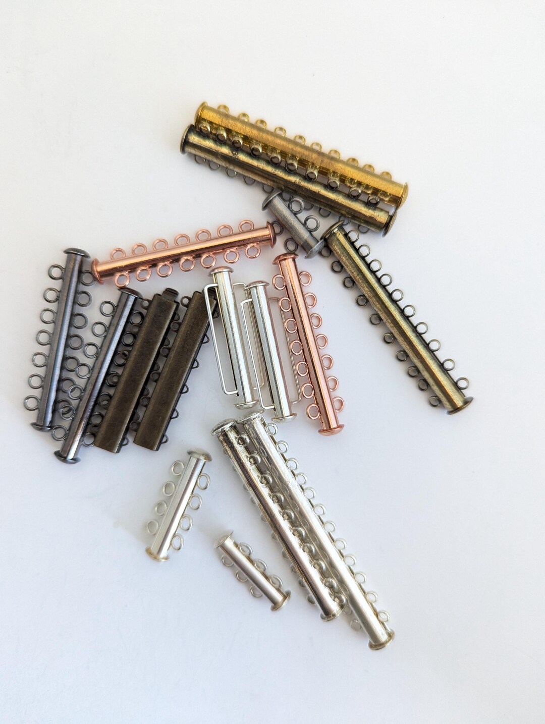16 Sets (32 Ind. Pieces) Slide Clasp Lot Several Strand Clasp Mix Lot ...
