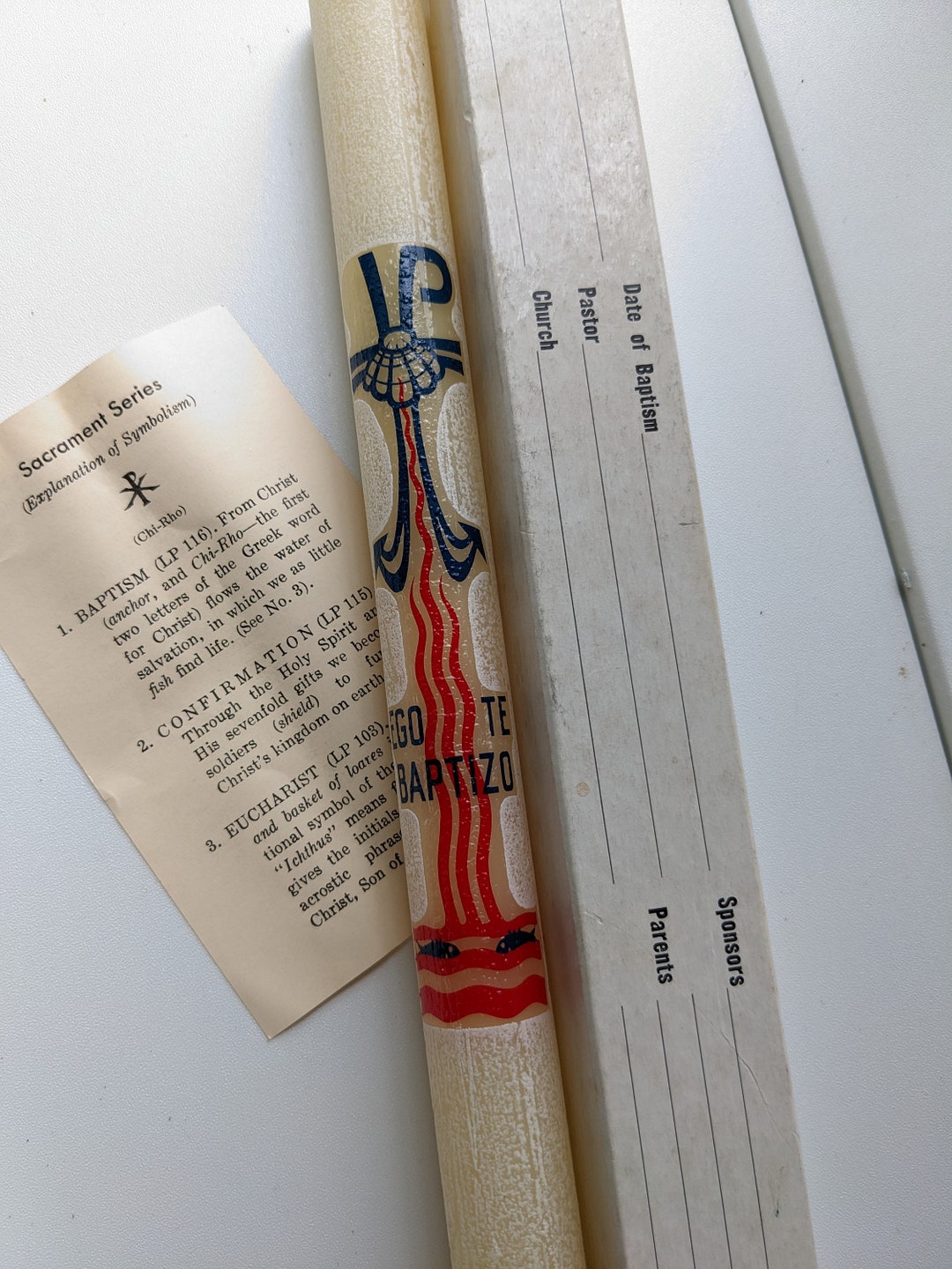 Vintage Ego Te Baptizo Candle Baptism Confirmation Eucharist - Etsy