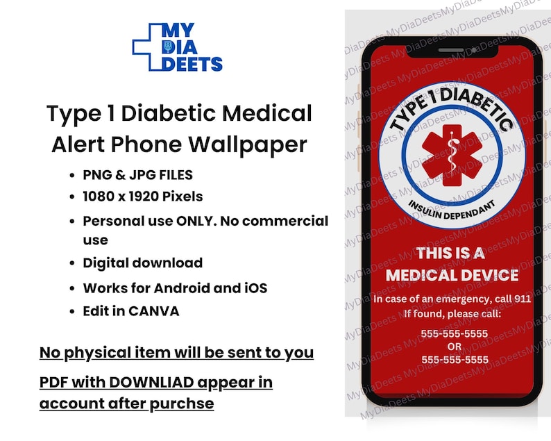 Type 1 Diabetic Medical Alert Phone Wallpaper / Medical Device ...