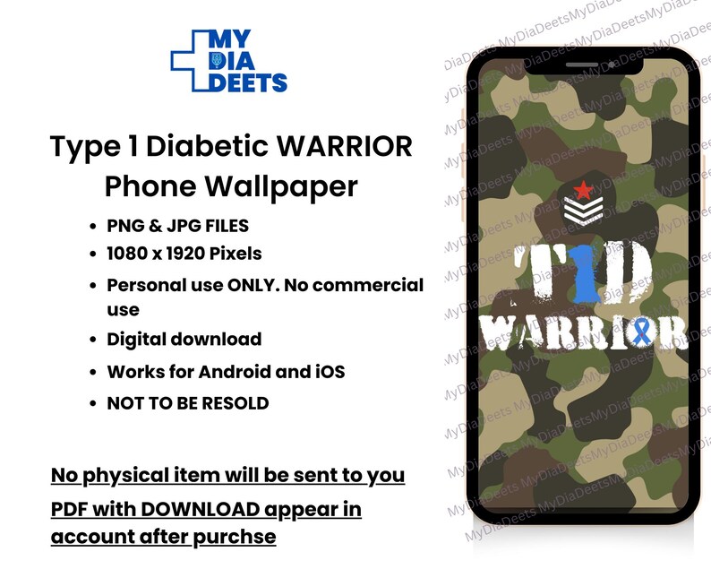 T1D Warrior Camouflage Wallpaper | Motivational Type 1 Diabetes Digital ...