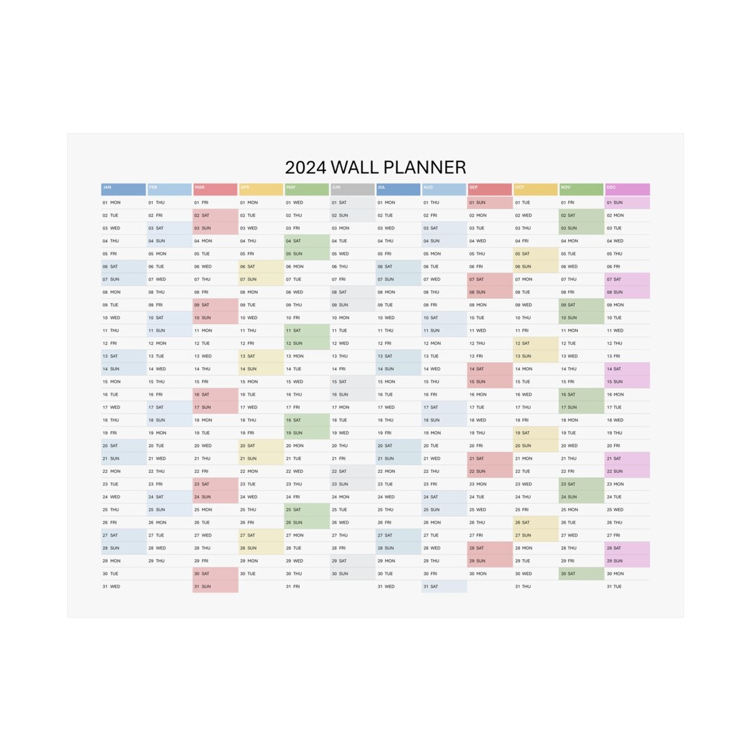 Printable 2024 Wall Planner 2024 Wall Calendar for Office, Home Office ...