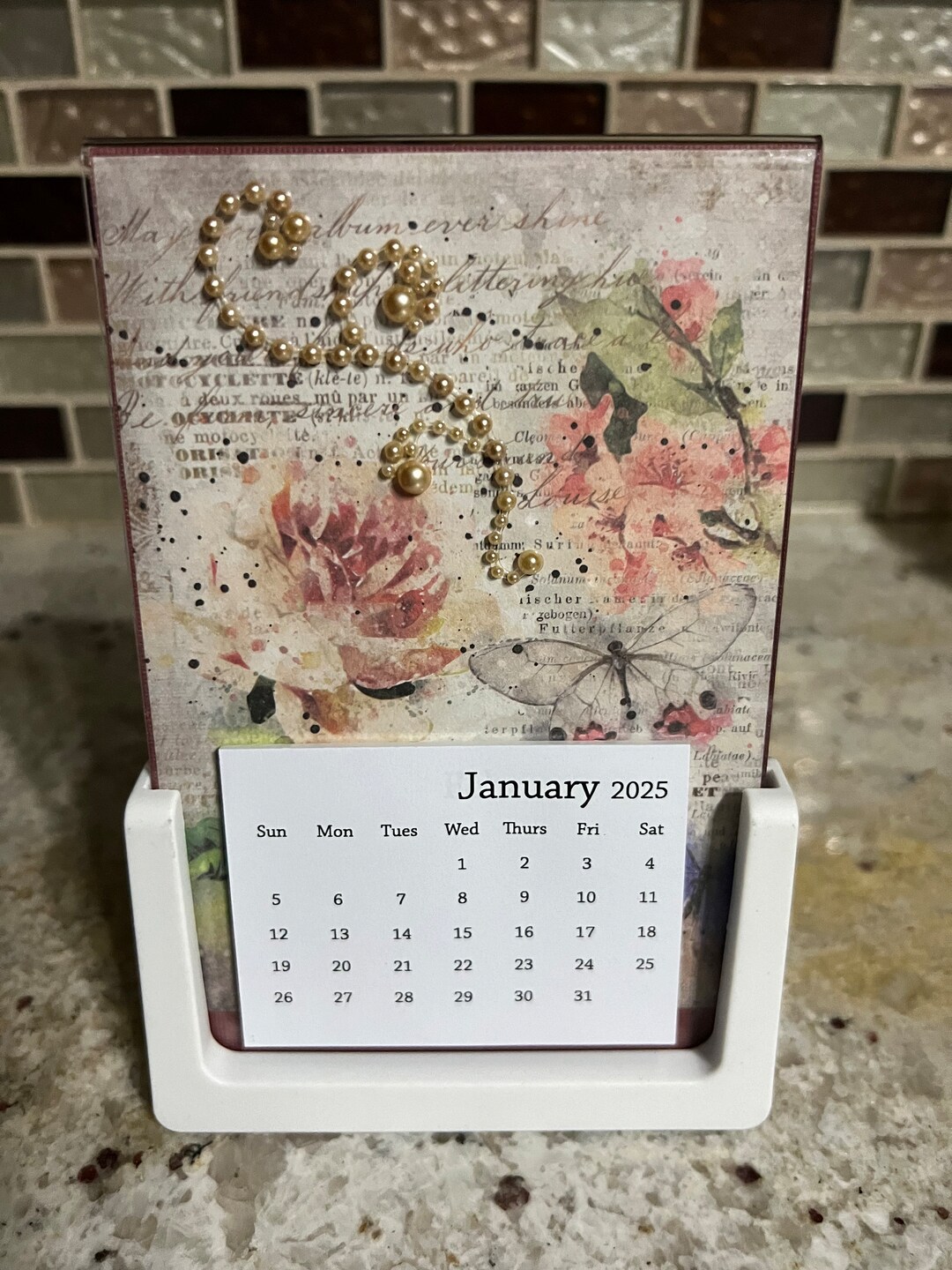 Handmade 2025 Calendar in Stand FLORAL W/swirl - Etsy